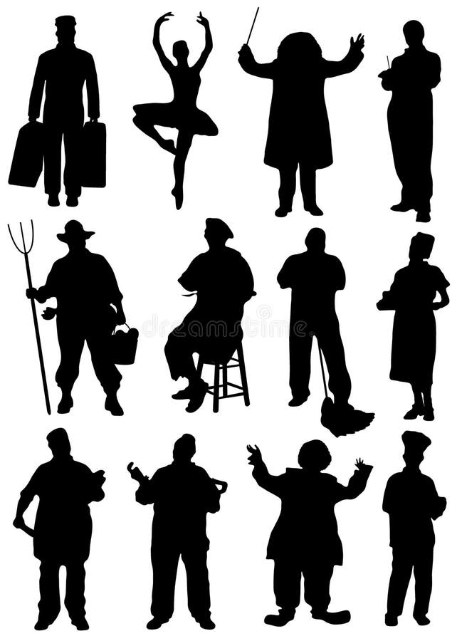 Collection of Silhouettes of People of Different Professions Stock ...