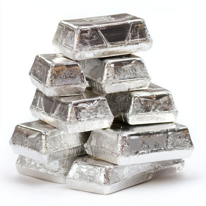 A Collection of Silver Bars Arranged Neatly in a Stacked Formation ...