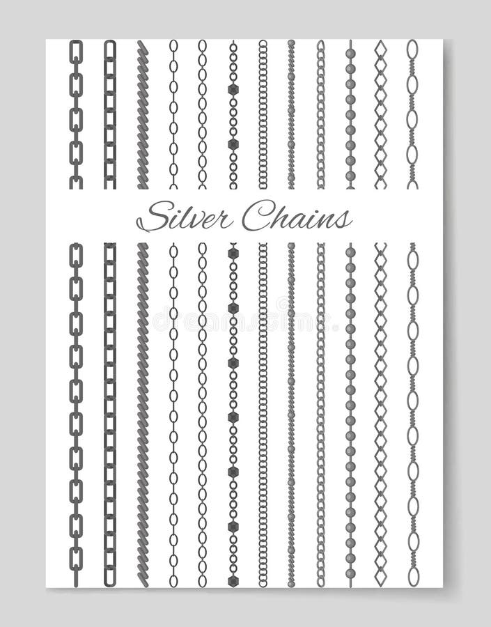 Collection of Silver Chains on White Stock Vector - Illustration of ...