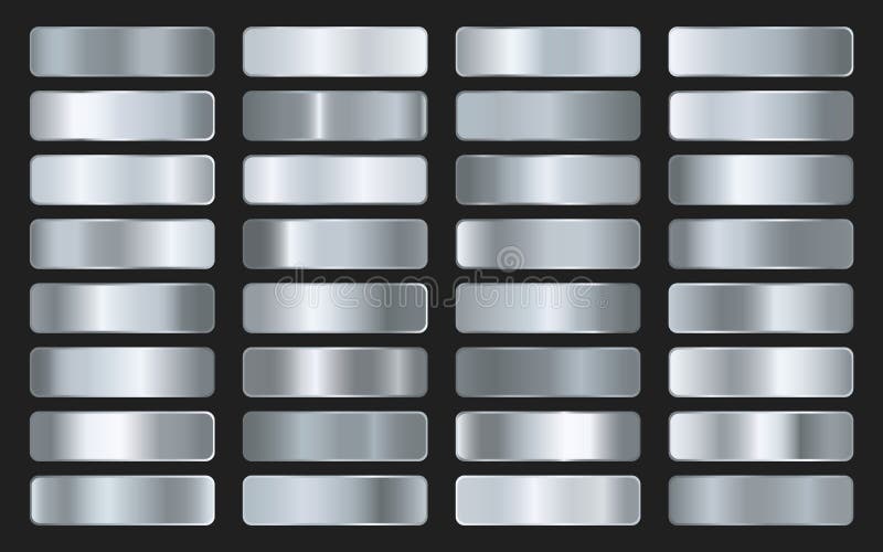 Collection of Silver, Chrome Metallic Gradient. Brilliant Plates with ...
