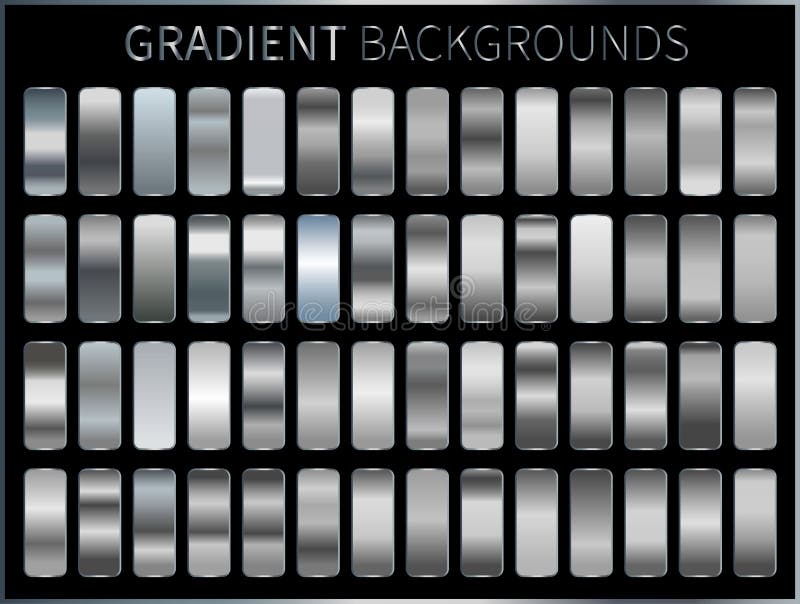 Collection of Silver Foil Texture Background. Metal Gradient Template ...