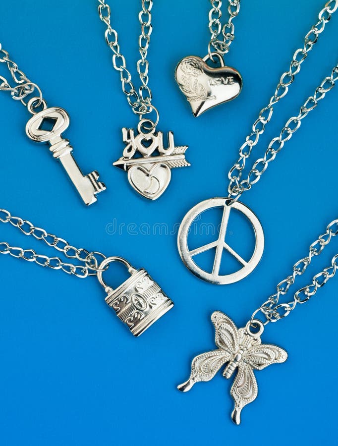 Collection of Silver Pendants Stock Image - Image of heart, luxury ...