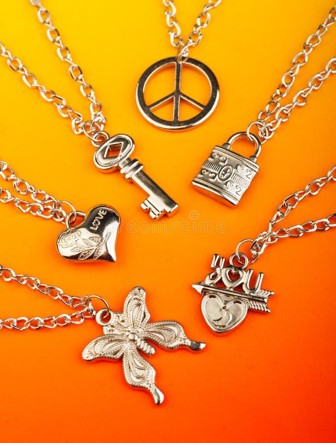 Collection of Silver Pendants Stock Image - Image of locket, glamorous ...