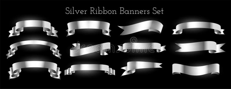 Collection of Silver Ribbon Bane Element Banner Design Stock Vector ...