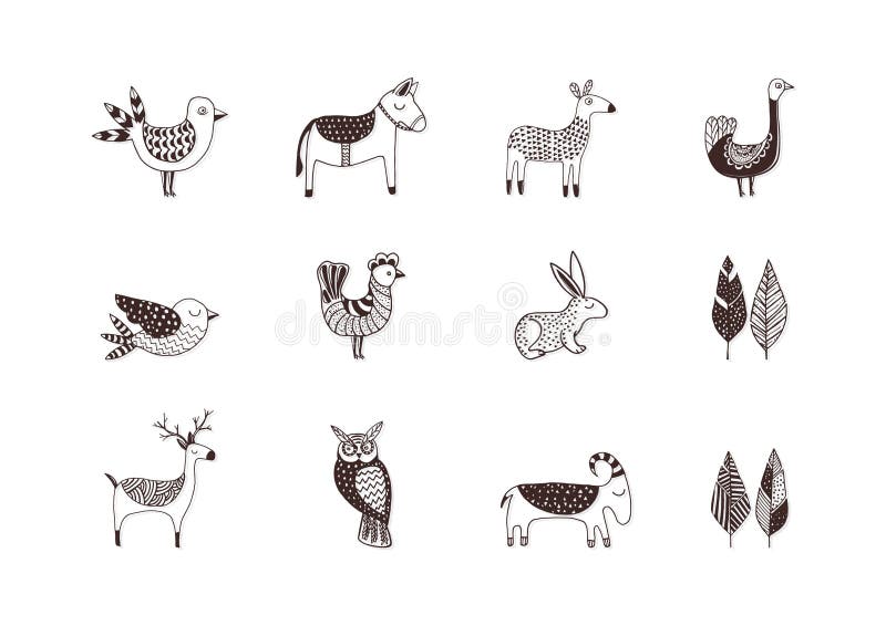 Collection of Simple Animal Designs. Vector Illustration Decorative ...