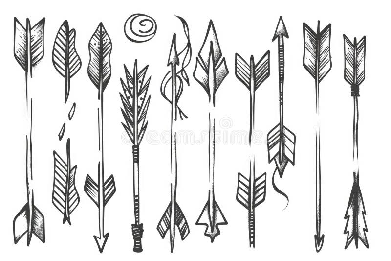 A Collection of Simple Arrow Designs Created Using Black and White ...