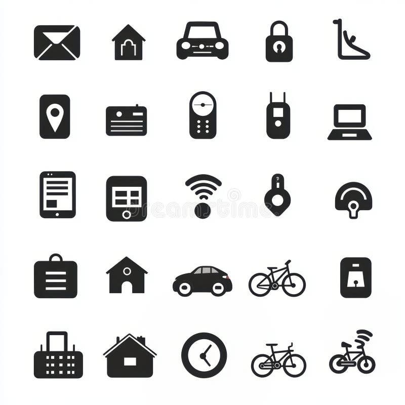 Collection of Simple Black Icons Representing Communication ...
