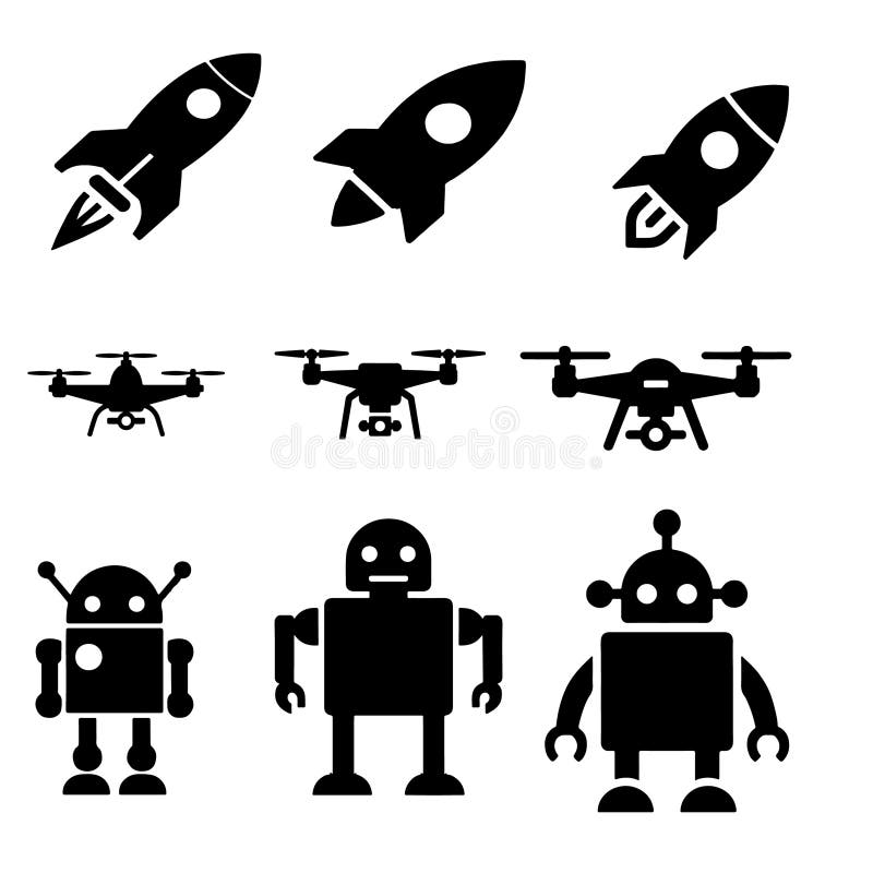 A Collection of Simple, Black-and-white Icons Representing Technology ...