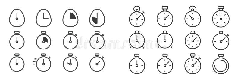 Collection of Simple Clock and Timer Icons in Various Designs for Use ...