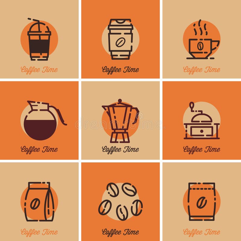 Collection of Simple Coffee Icons. Vector Illustration Decorative ...