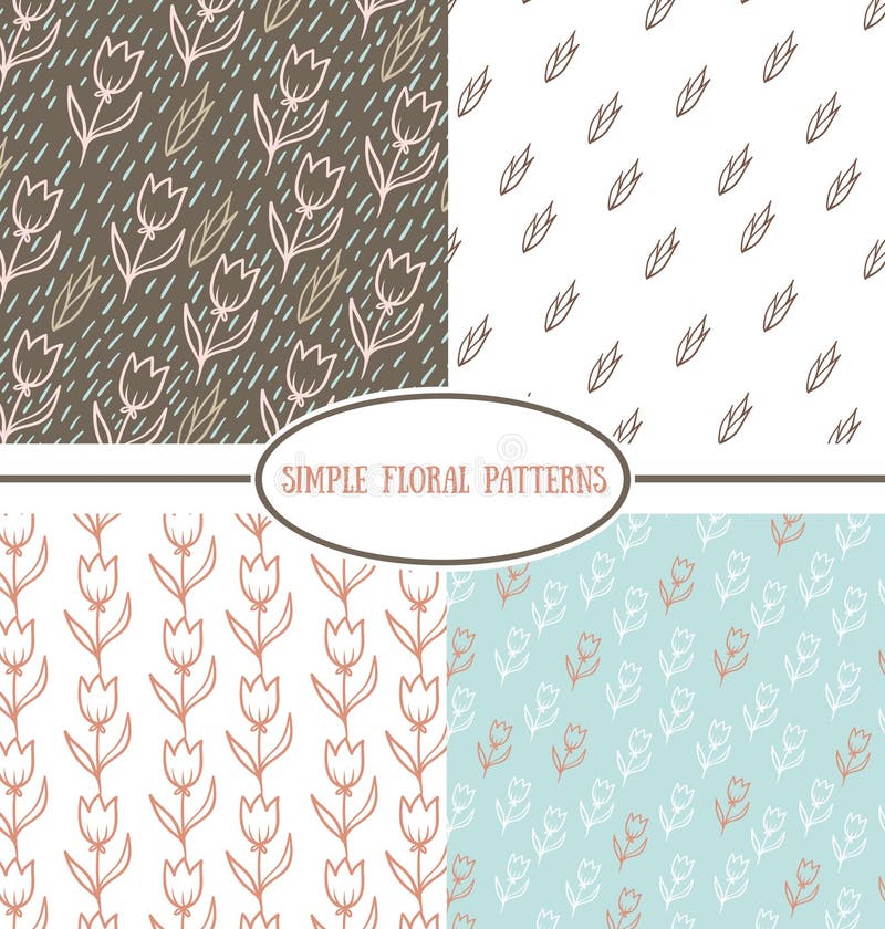 Collection of Simple Floral Patterns Stock Vector - Illustration of ...