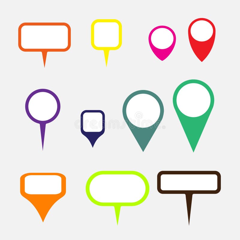 Collection of Simple Gray Map Markers Stock Illustration - Illustration ...