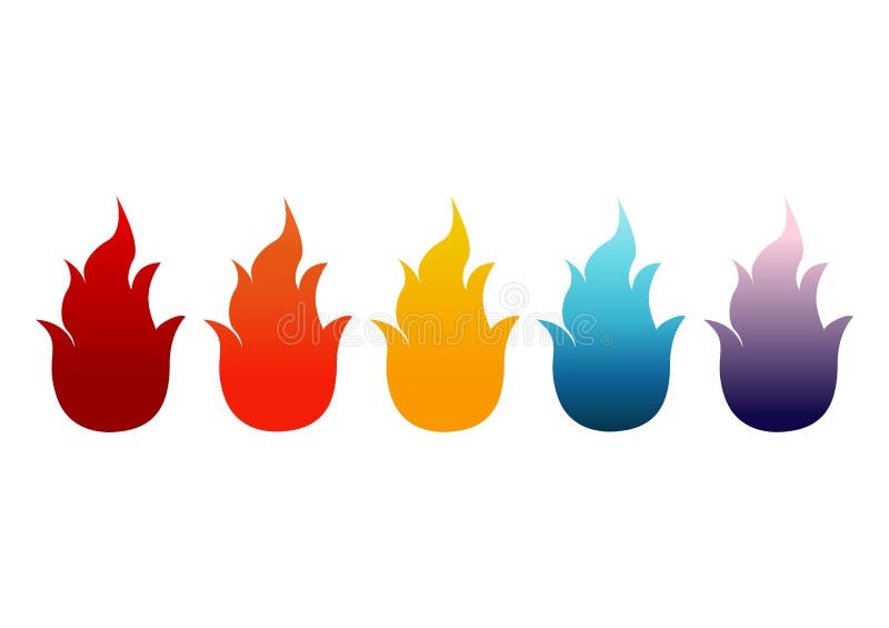 Collection of Simple Illustrations of Five Types of Fire Designs Stock ...