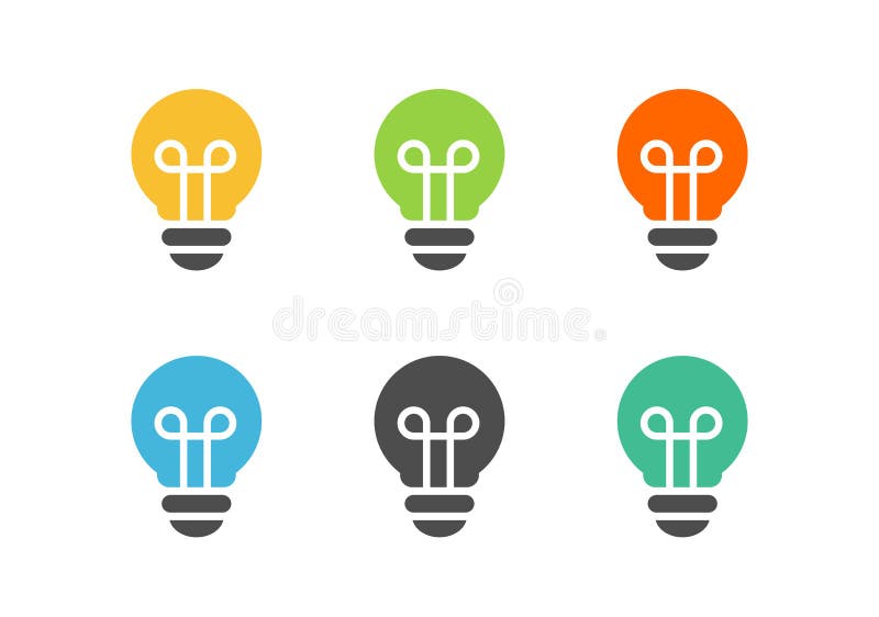 Collection of Simple Lightbulbs, Simple Light Bulb Icon Set - Vector ...
