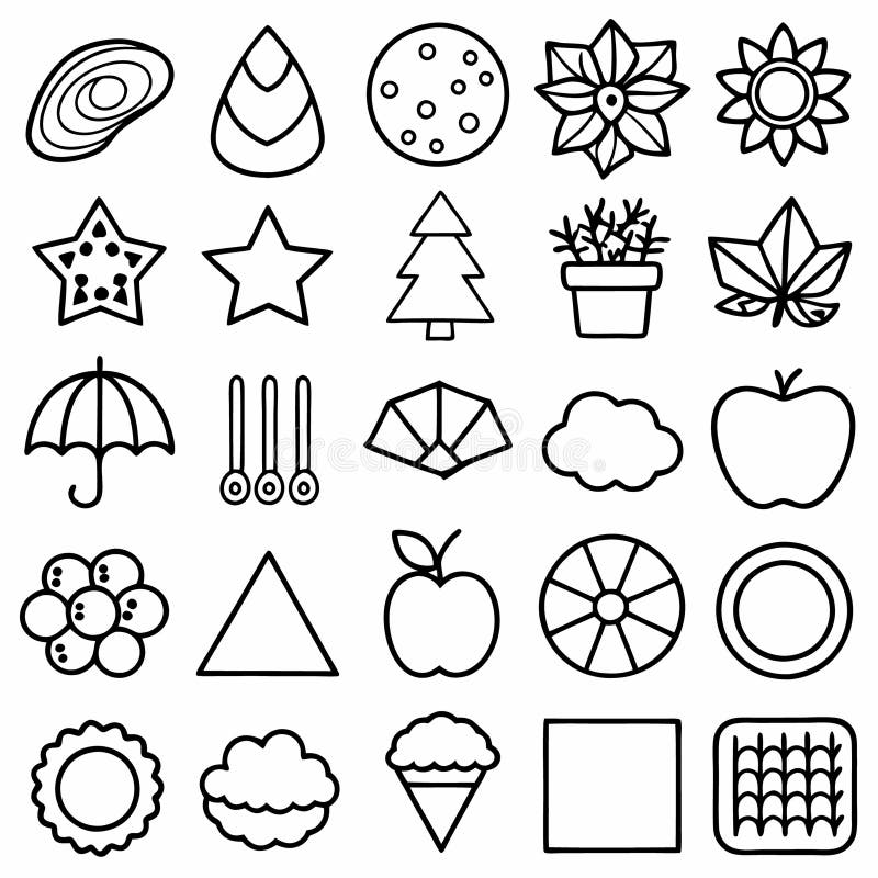Collection of Simple Line Art Icons Stock Vector - Illustration of ...