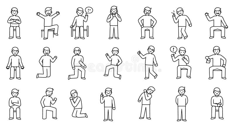 Collection of Cartoon People Figures Expressing Various Emotions and ...