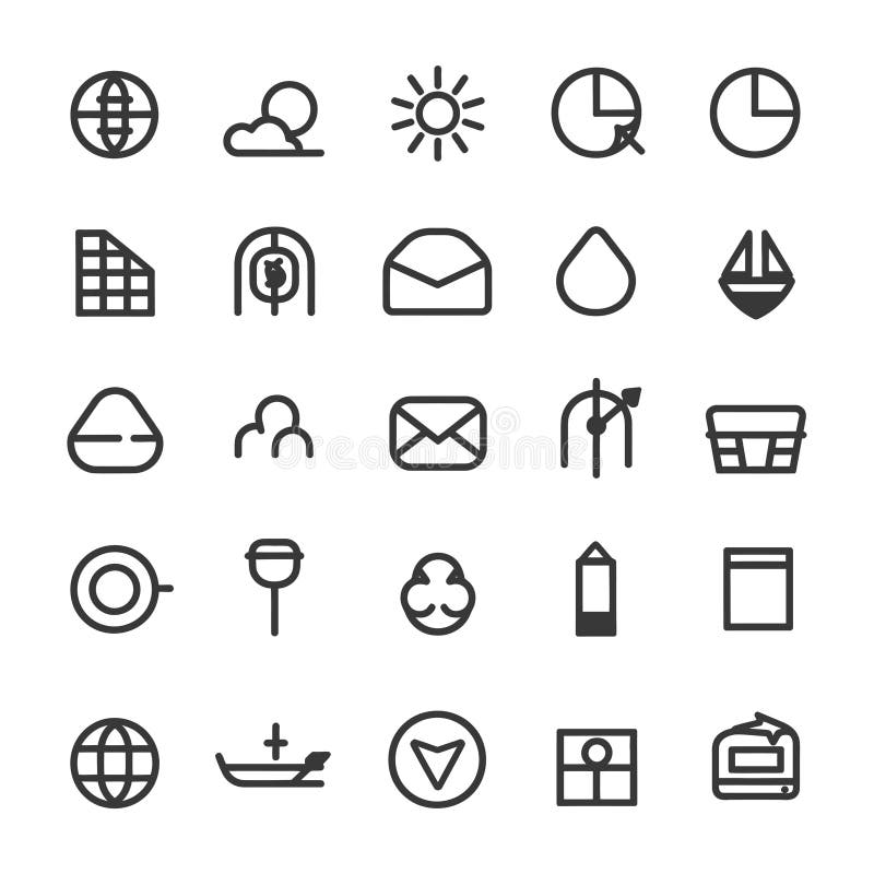 Collection of Simple Line Icons Set for Website and Application Stock ...