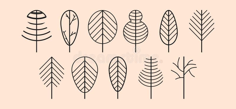 Collection of Simple and Minimalist Tree Illustrations Stock Vector ...