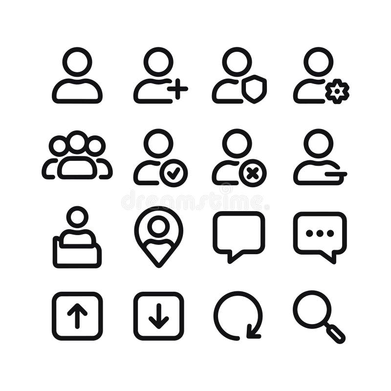 Simple Line User Account Interface Symbol and Sign Set Icon Stock ...
