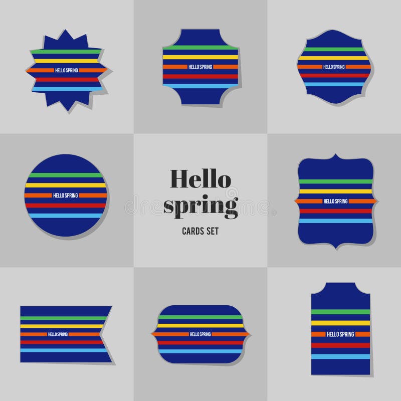 Collection Simple Rectangle for Hello Spring Cards Stock Vector ...