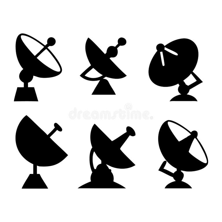 Collection of Simple Satellite Dish Icons Stock Vector - Illustration ...