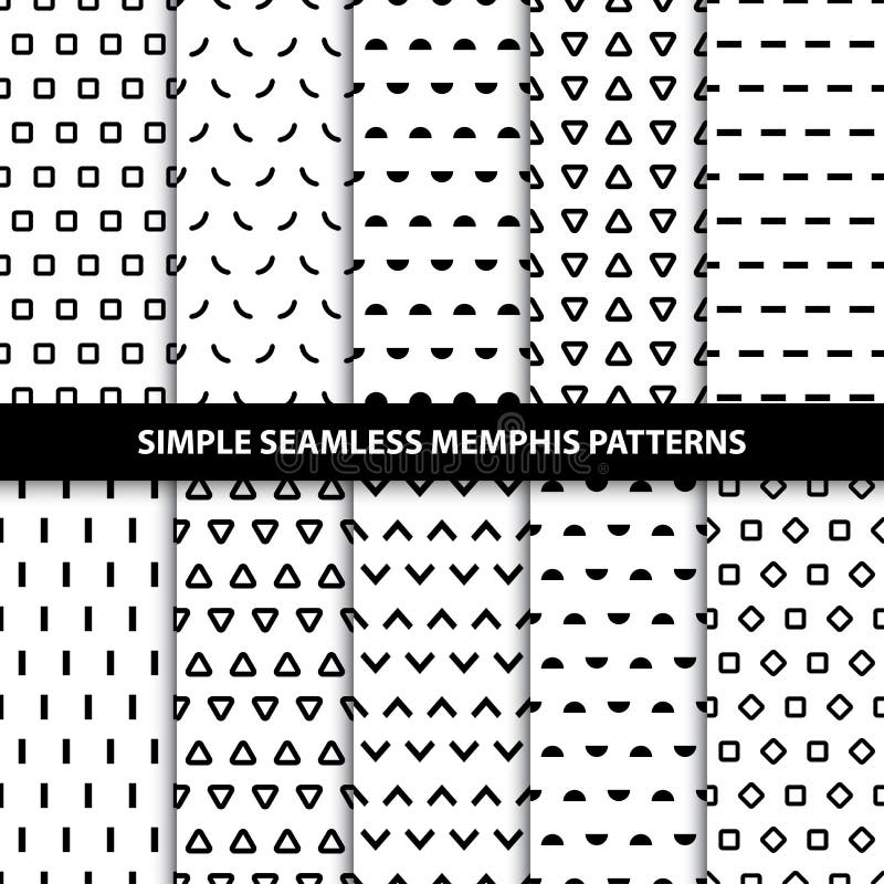 Vector Seamless Black and White Rounded Lines Memphis Style Jumble ...