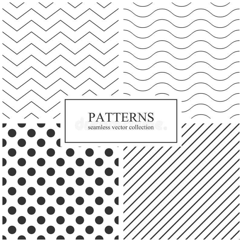 Collection of Simple Seamless Geometric Patterns. Stock Vector ...