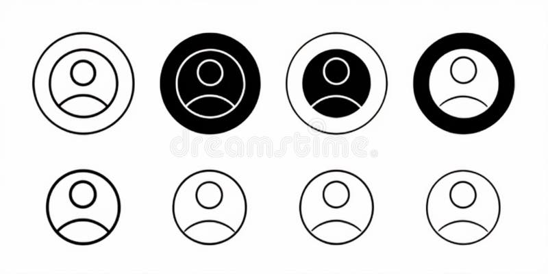 Collection of Simple User Profile Icons Black and White Variations for ...
