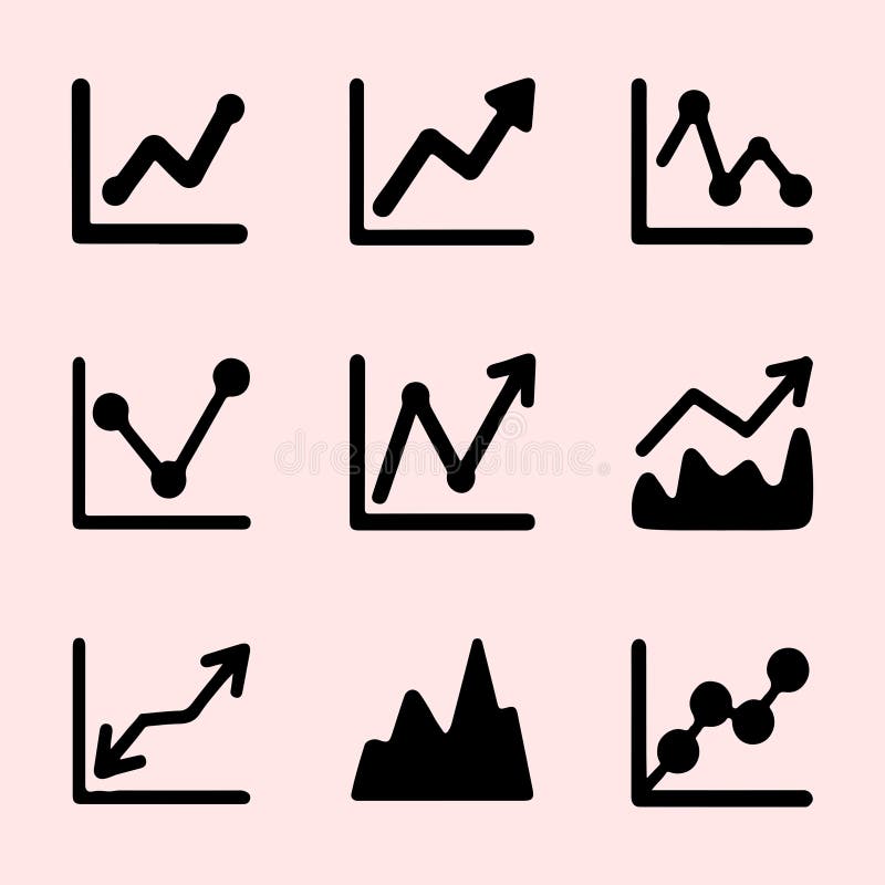 Collection of Simple, Vector-Based Growth and Decline Charts Stock Vector - Illustration of ...