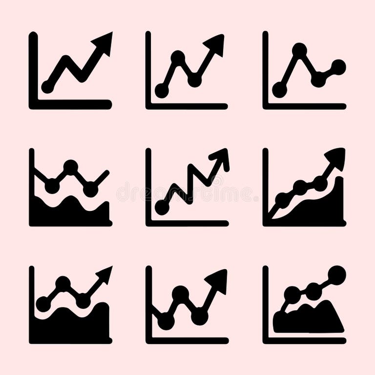 Collection of Simple, Vector-Based Growth and Decline Charts Stock ...