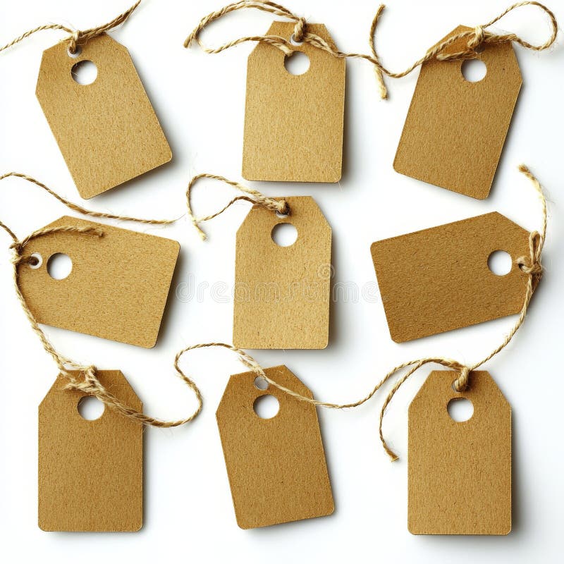 A Collection of Six Blank Tags with Strings, Ideal for Labeling or ...
