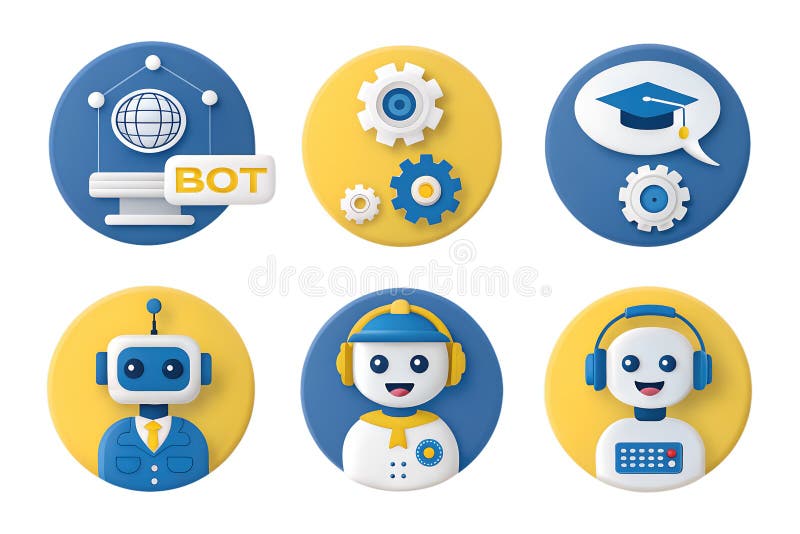 Cute 3D Robot Icons AI, Bot, Chatbot, Technology, Support, Education ...