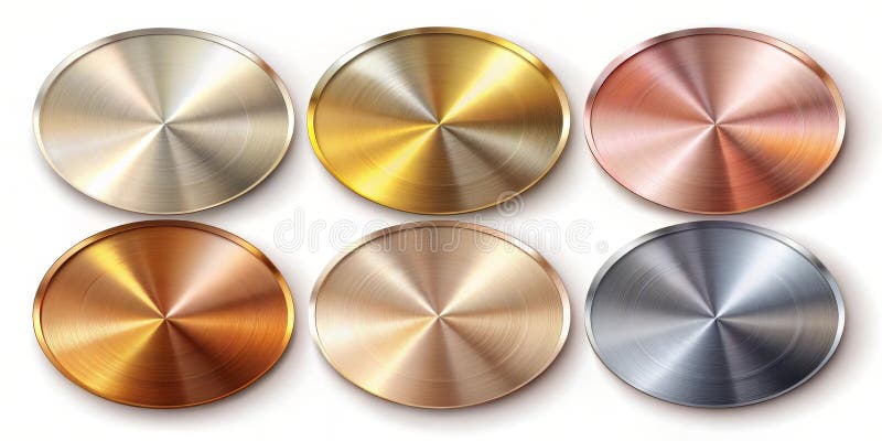 Collection of Six Circular Metal Textures with Sunburst Pattern ...