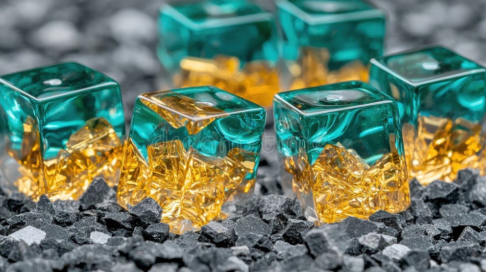 A Collection of Six Cube-shaped Objects, Each with a Unique Color and ...