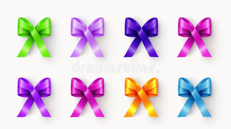 Collection of Six Different Colored Bows on Clean White Background ...