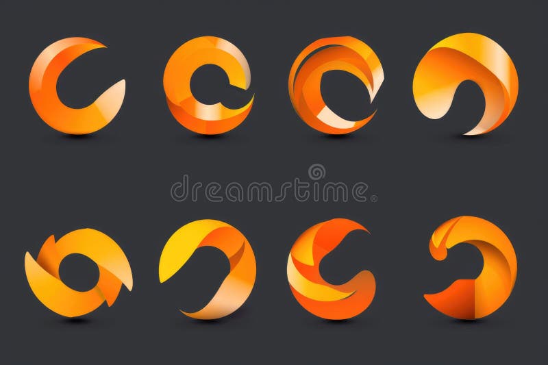 A Collection of Six Different Orange 3D Shapes for Various Uses Stock ...
