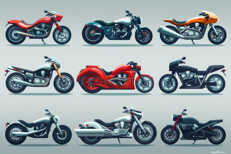 A Collection of Six Distinct Motorcycle Models with Varying Designs and ...