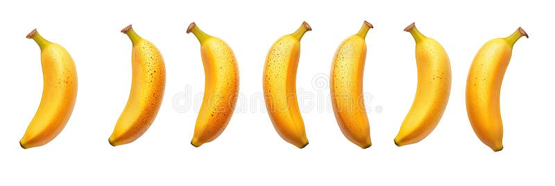 Six Ripe Bananas Arranged in a Line Showcasing Their Vibrant Yellow ...