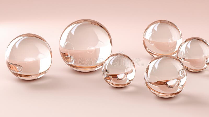 A Collection of Six Translucent Glass Spheres, Varying in Size and ...