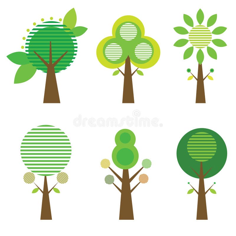 Collection of six trees. stock vector. Illustration of leaf - 29740801