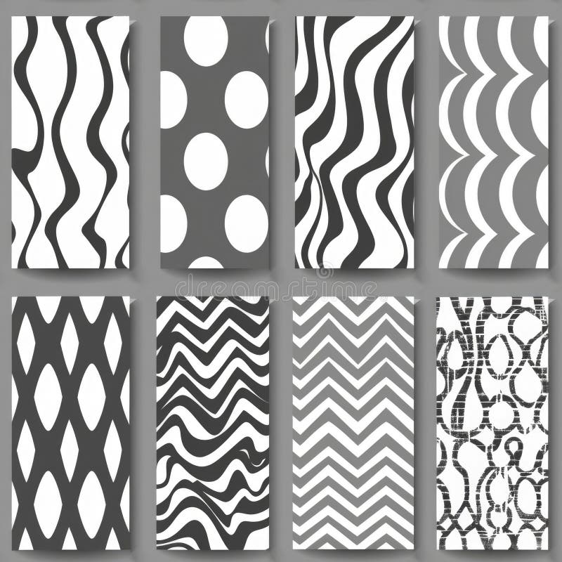 Collection of Six Unique Black and White Patterns. Ideal for Various ...
