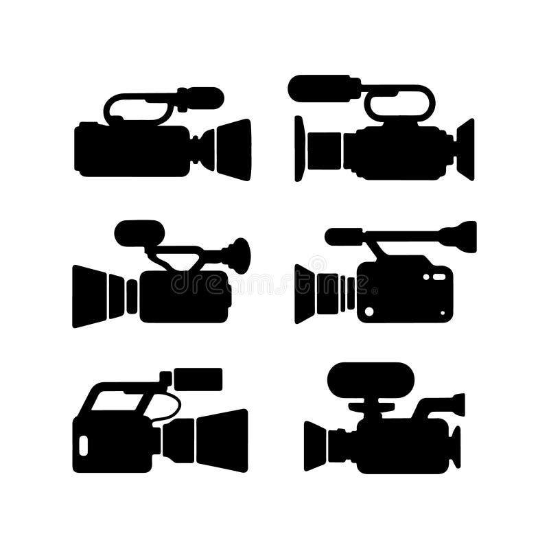 Collection of Vector Silhouettes of Professional Camcorders in Various ...