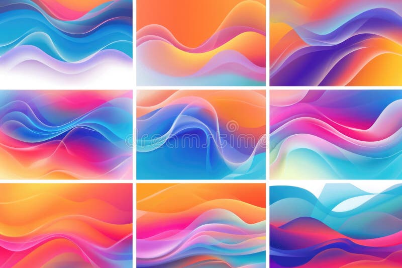A Collection of Six Vibrant Ocean Waves in Different Colors Stock Image ...