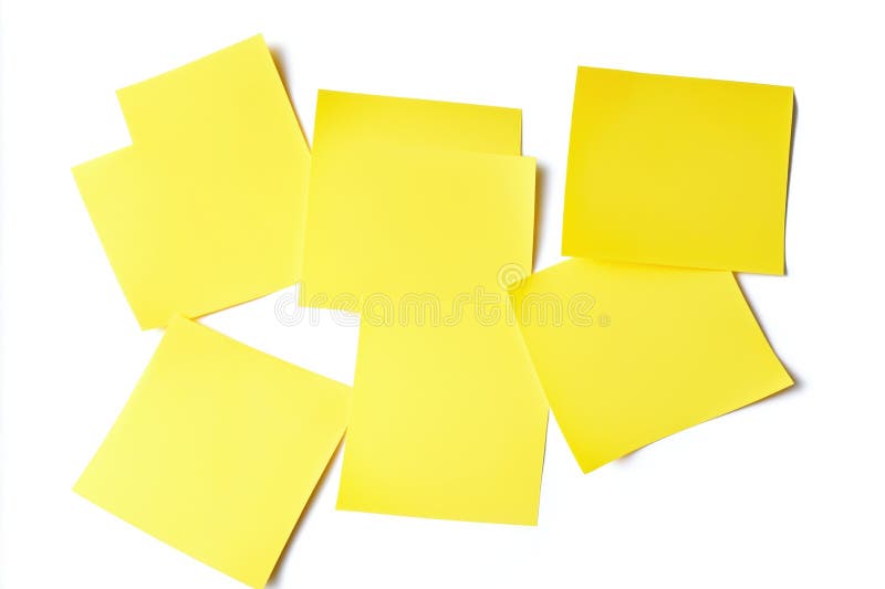 Collection of Six Yellow Sticky Notes in Square Formation. Notes ...