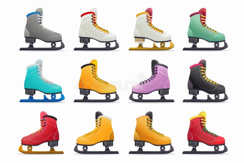 A Collection of Skates in Different Colors and Sizes Stock Photo ...