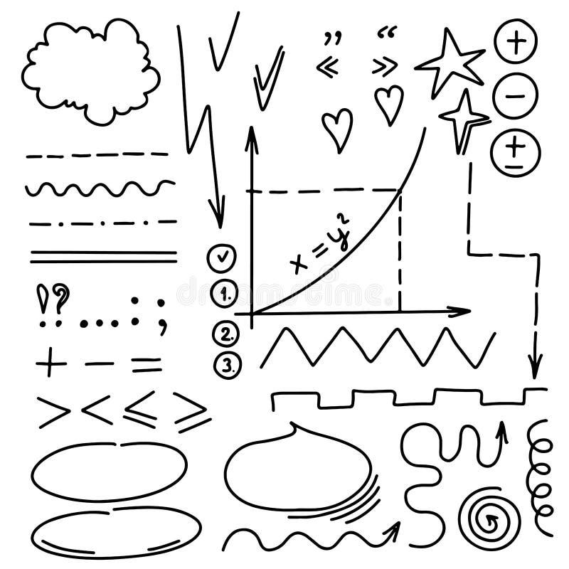 Sketch Underline, Doodle Elements, Accent, Arrow Shapes Set, Nature ...