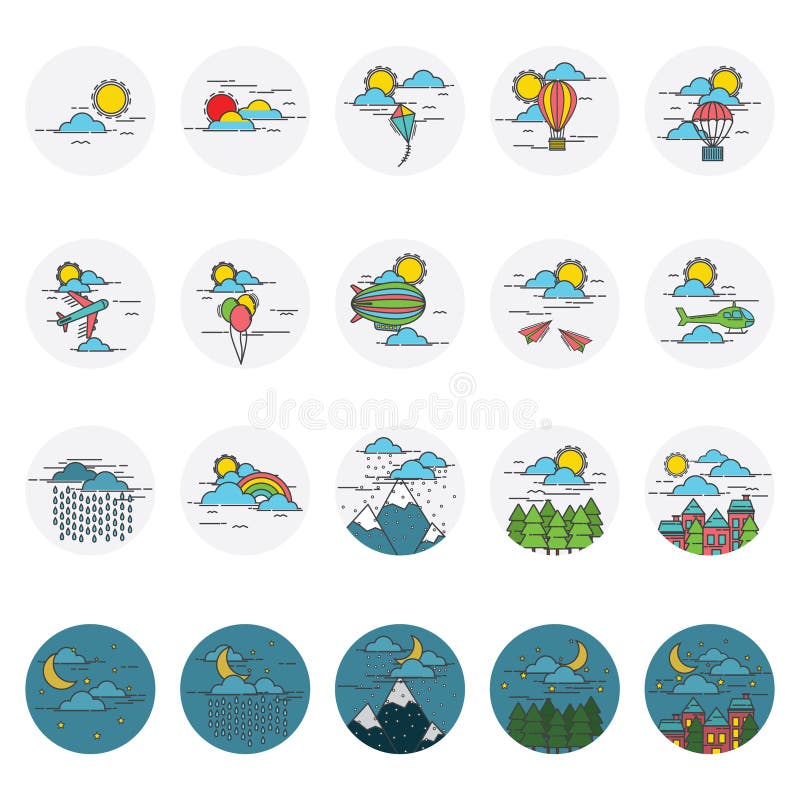 Collection of Sky Icons. Vector Illustration Decorative Design Stock ...