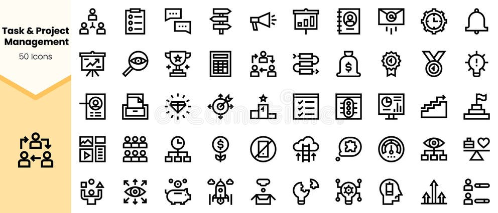 A Collection of Sleek, Minimalist Icons Representing Task and Project ...