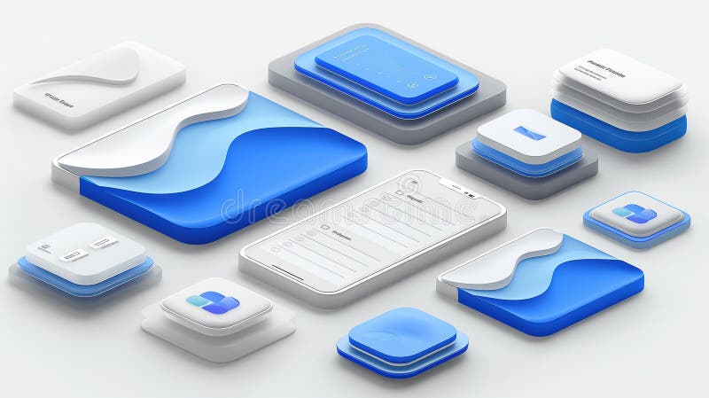 A Collection of Sleek, Modern App Icons and Interfaces in Blue and ...