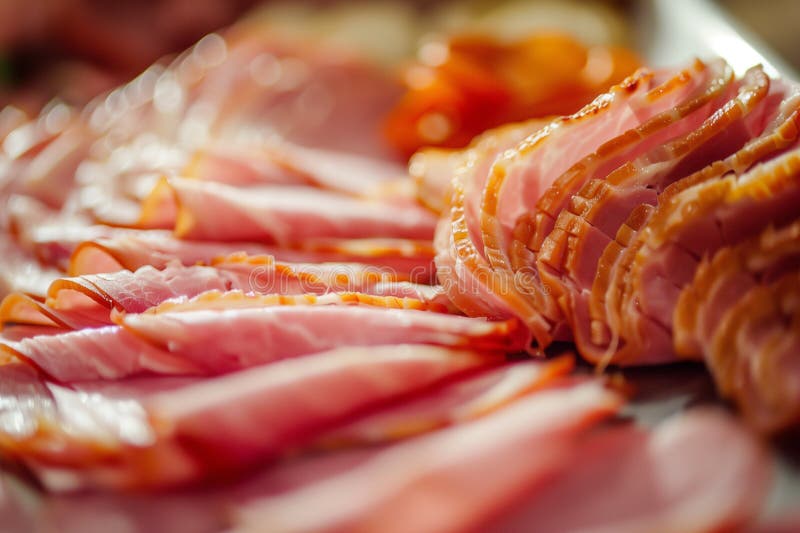 A Pile of Sliced Meat on a Table Stock Photo - Image of cook, selection ...